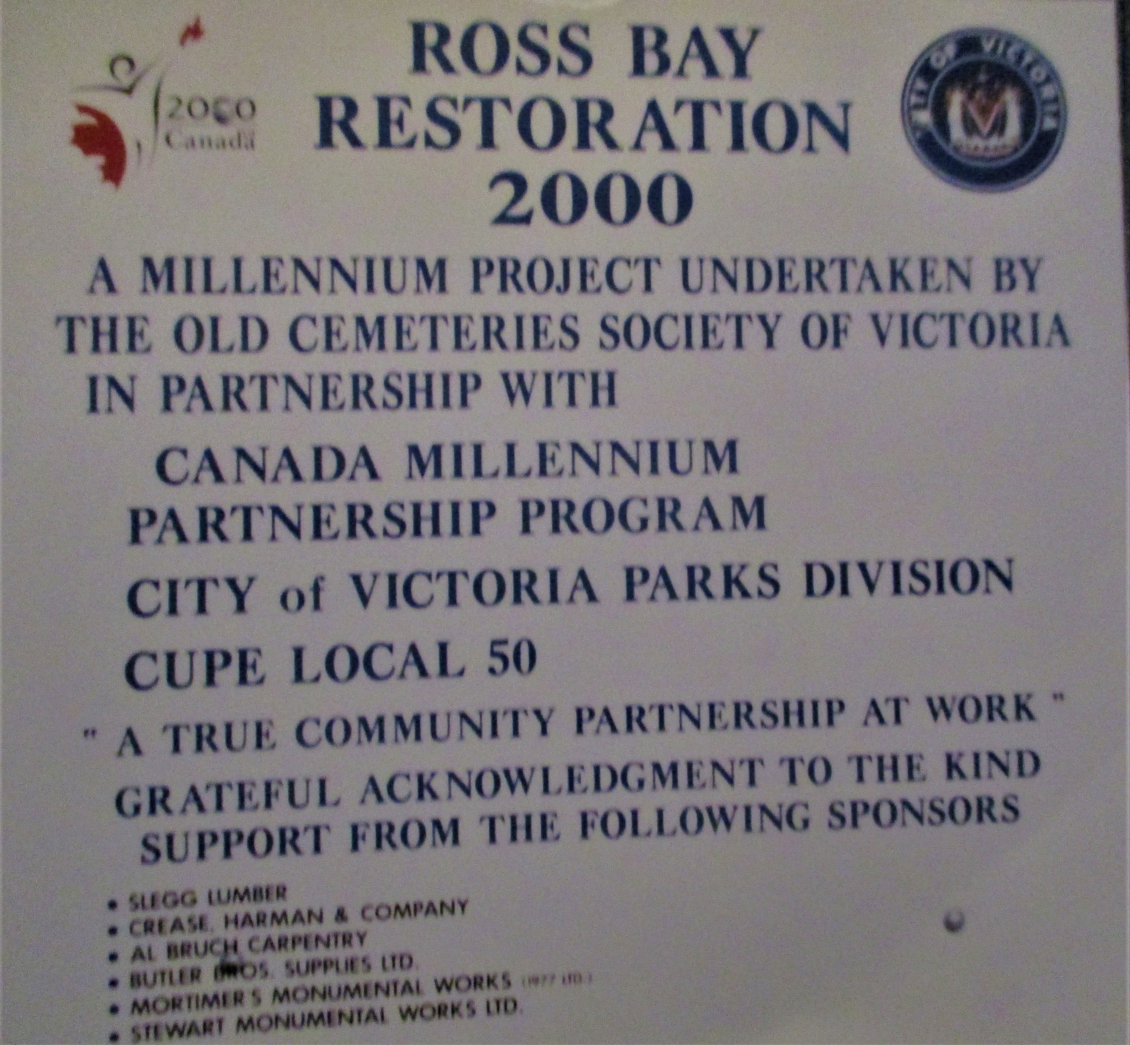 Ross Bay Cemetery Restoration 2000 – Old Cemeteries Society of Victoria